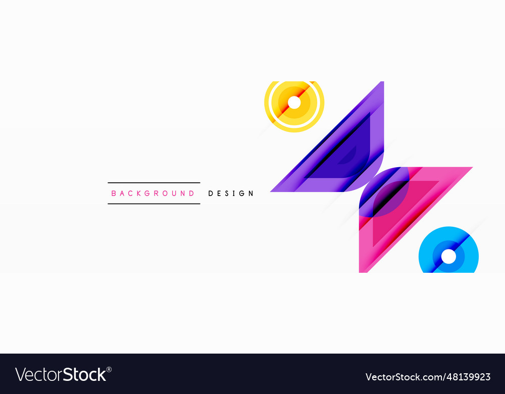 Colorful triangles and round shapes background Vector Image