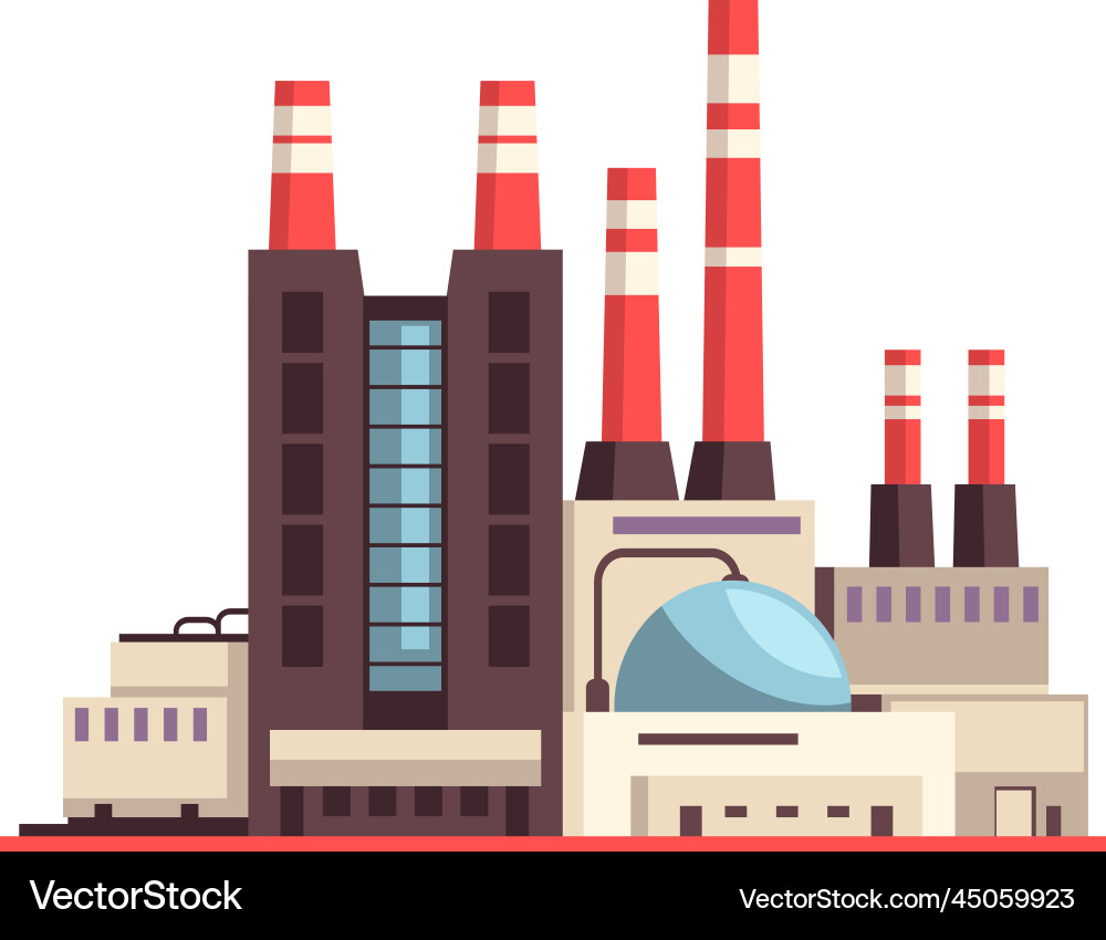 Industrial factory buildings composition Vector Image