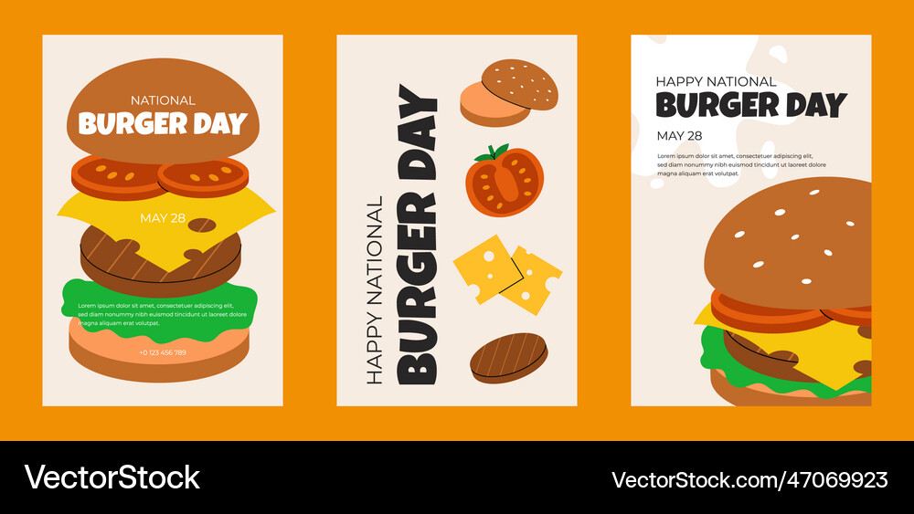 National burger day poster set Royalty Free Vector Image