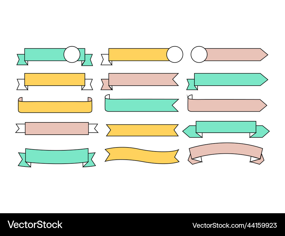 Pastel ribbon set flat design label icon Vector Image