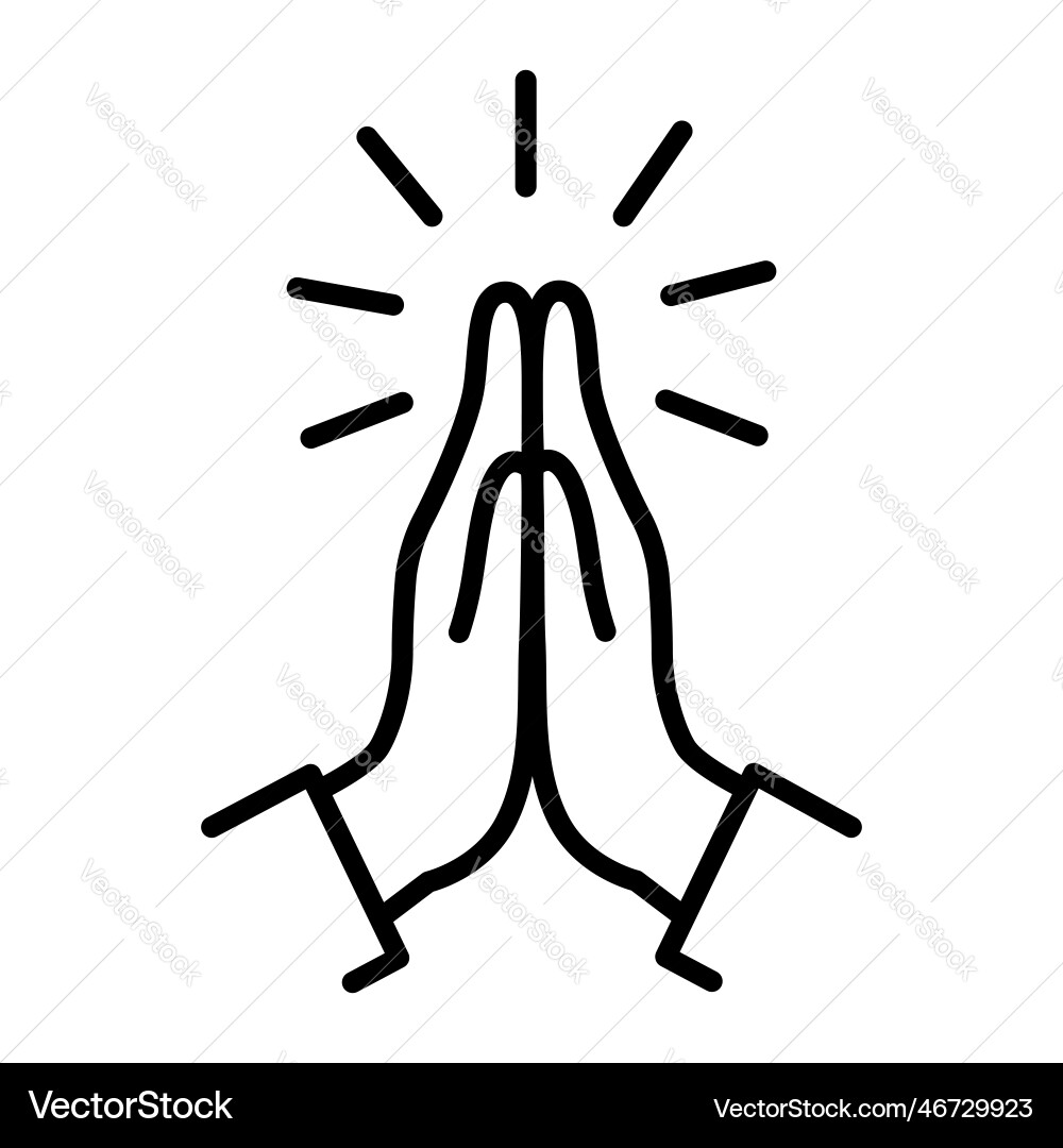 Pray icon hands folded in prayer line icon Vector Image