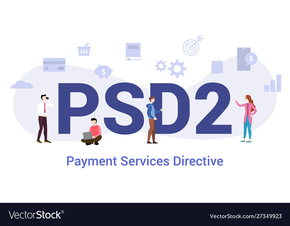 Psd2 payment services directive concept with big Vector Image