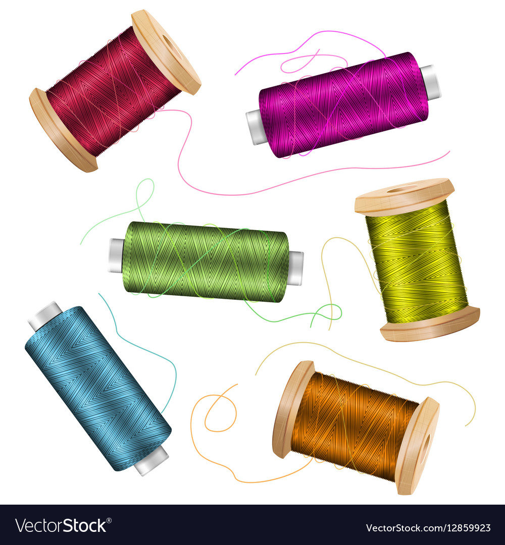 Thread spool set background for needlework Vector Image