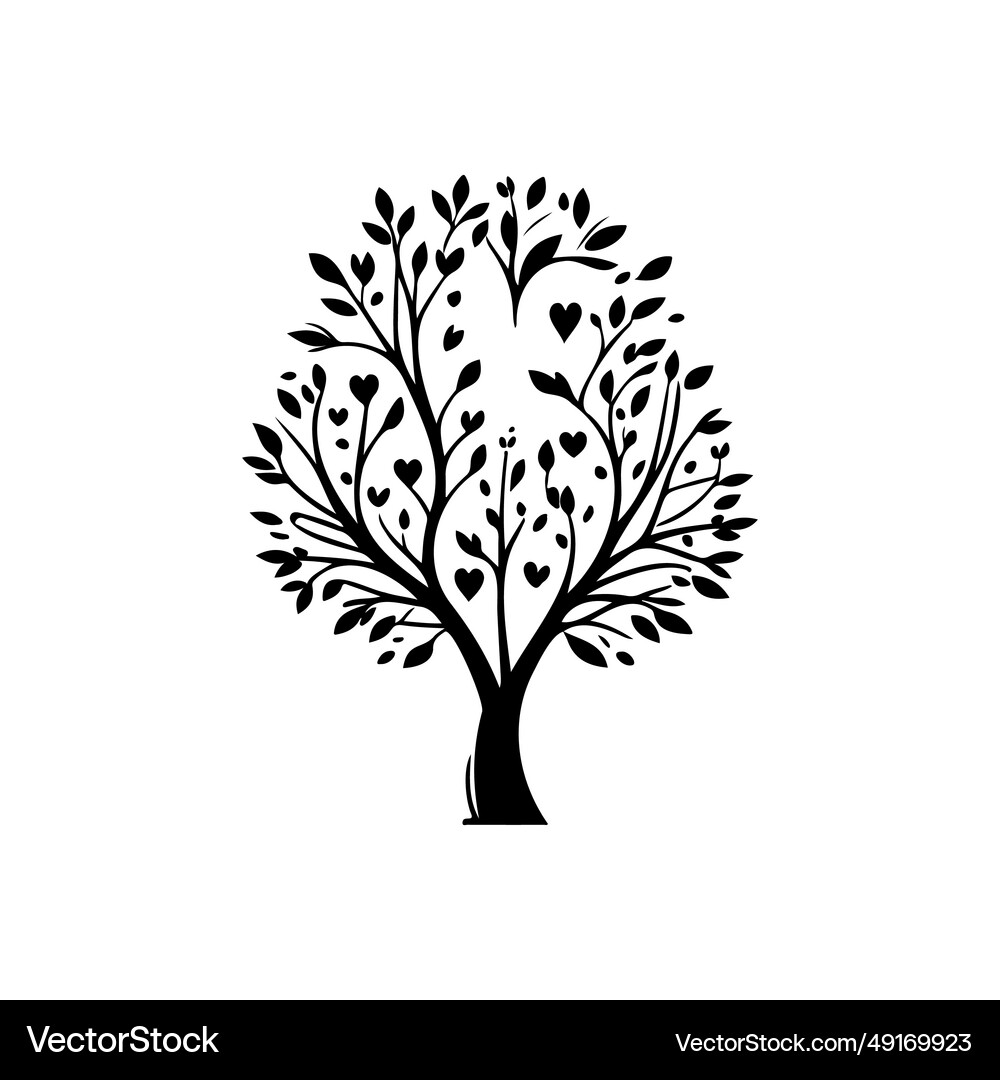 Tree icon hand draw black colour world kindness Vector Image