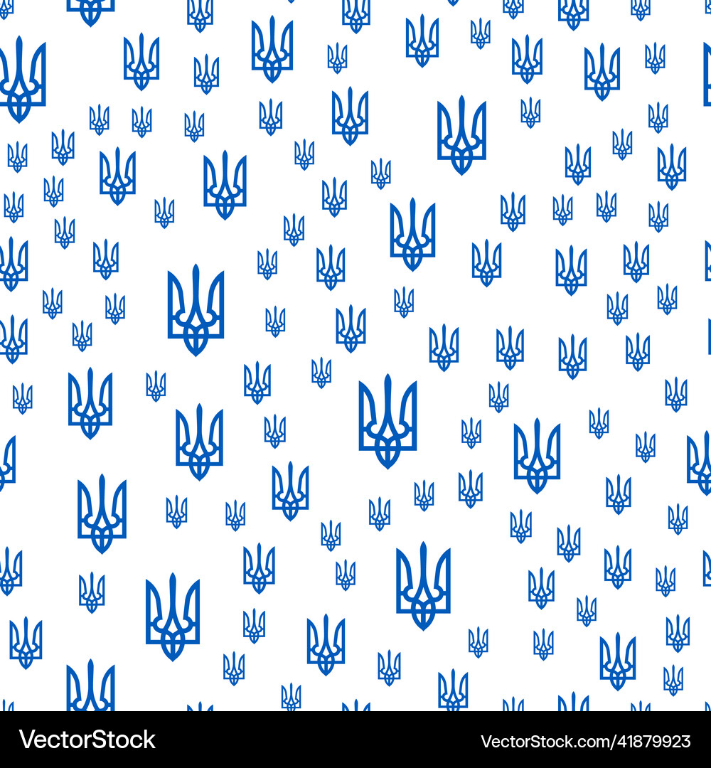 Ukraine seamless pattern of trident ukrainian Vector Image