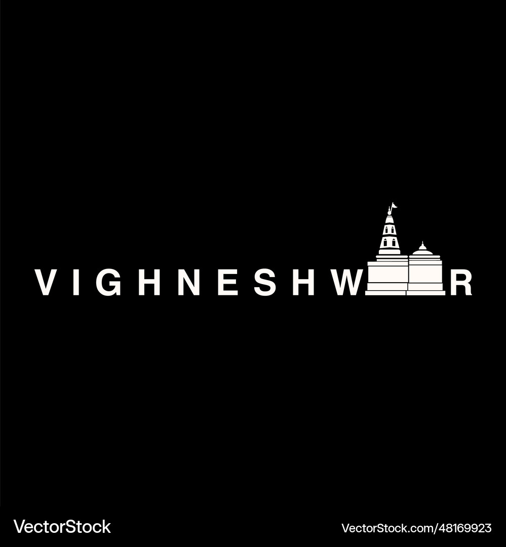 Vighneshwar ganapati temple typography Royalty Free Vector