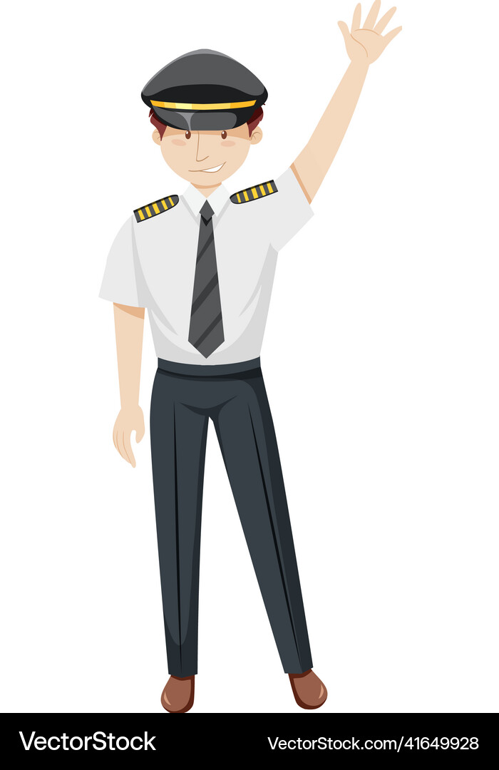 A pilot waving hand in cartoon style Royalty Free Vector
