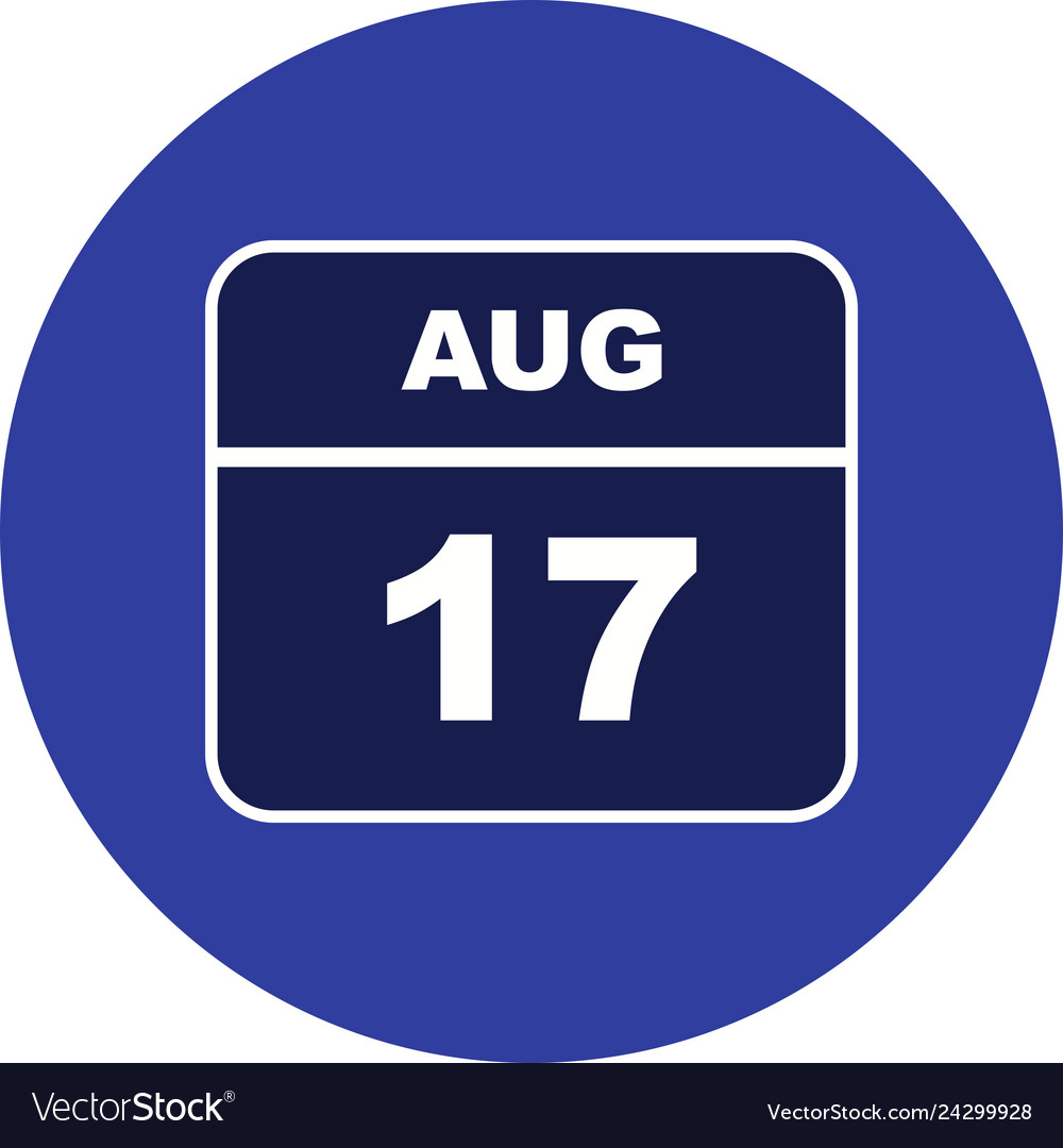 August 17th date on a single day calendar Vector Image