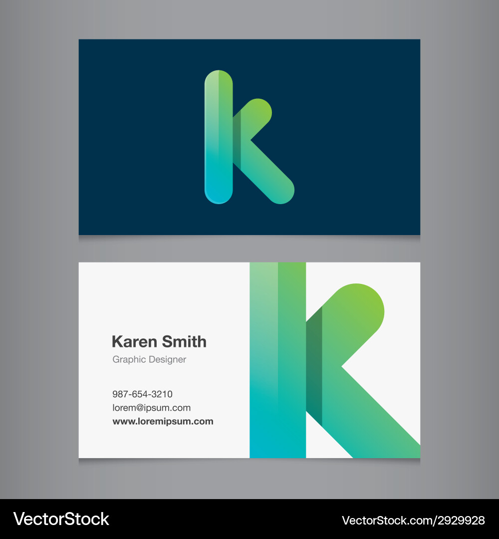 Business card letter k Royalty Free Vector Image