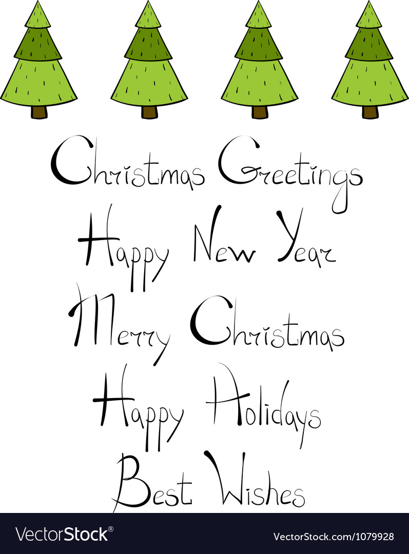 Christmas Trees New Year Lettering Royalty Free Vector Image