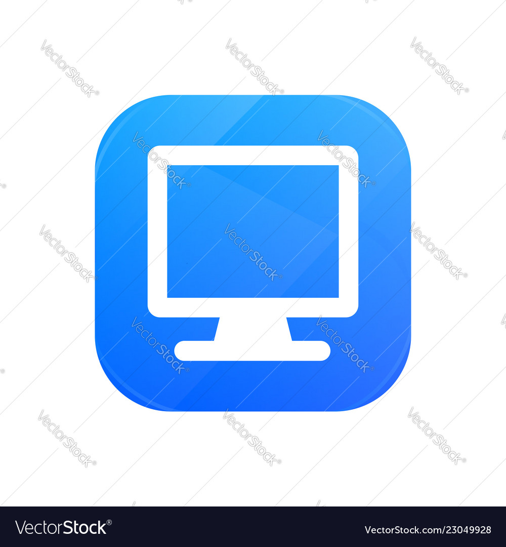 Computer flat icon monitor glossy isolated Vector Image