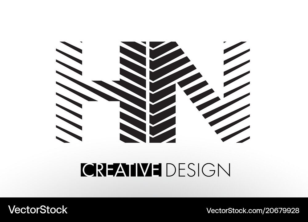 Hn h n lines letter design with creative elegant Vector Image