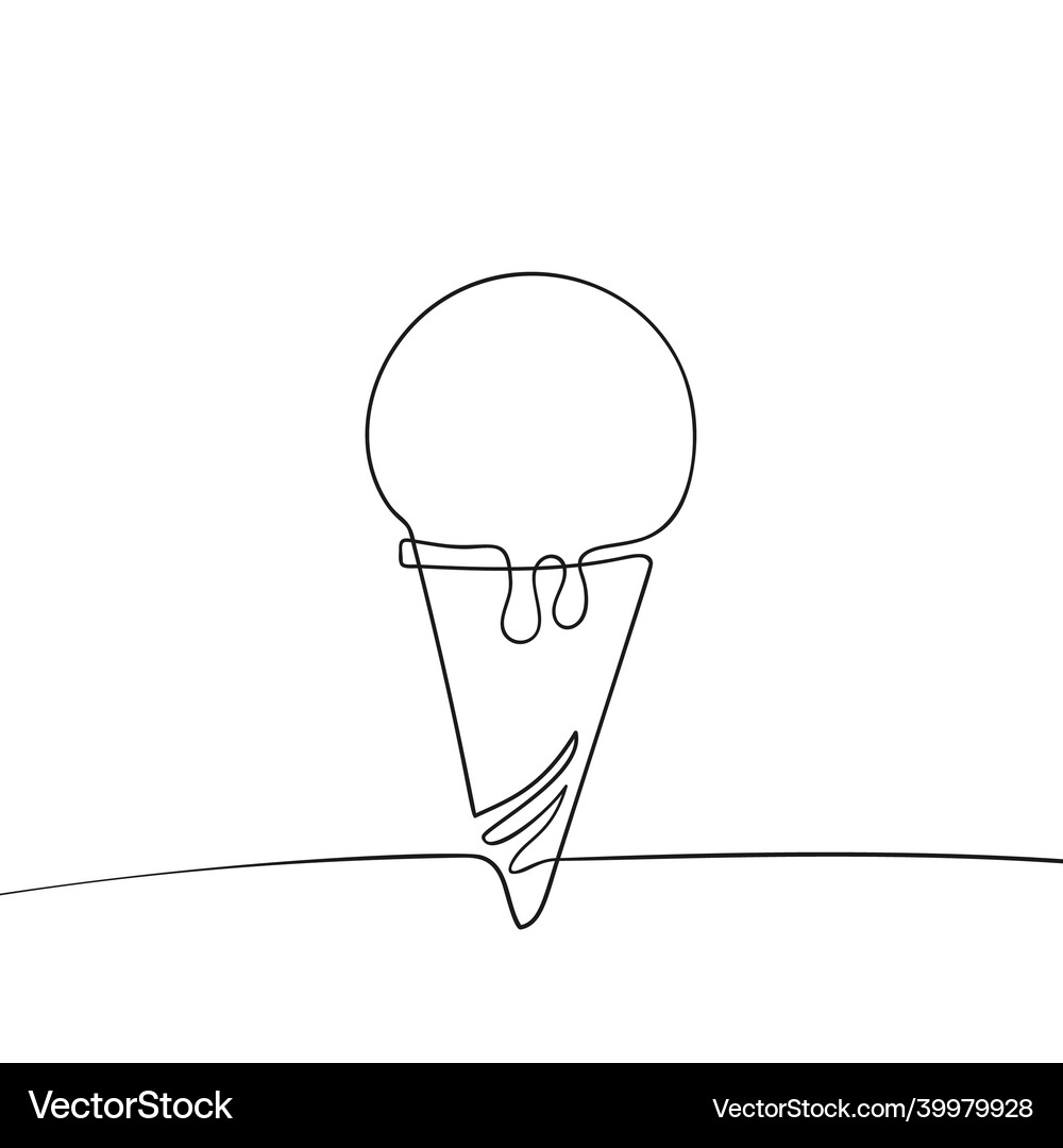 Ice cream line art continuous one line drawing Vector Image