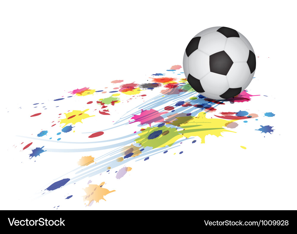 Soccer ball and ink splatter background Royalty Free Vector