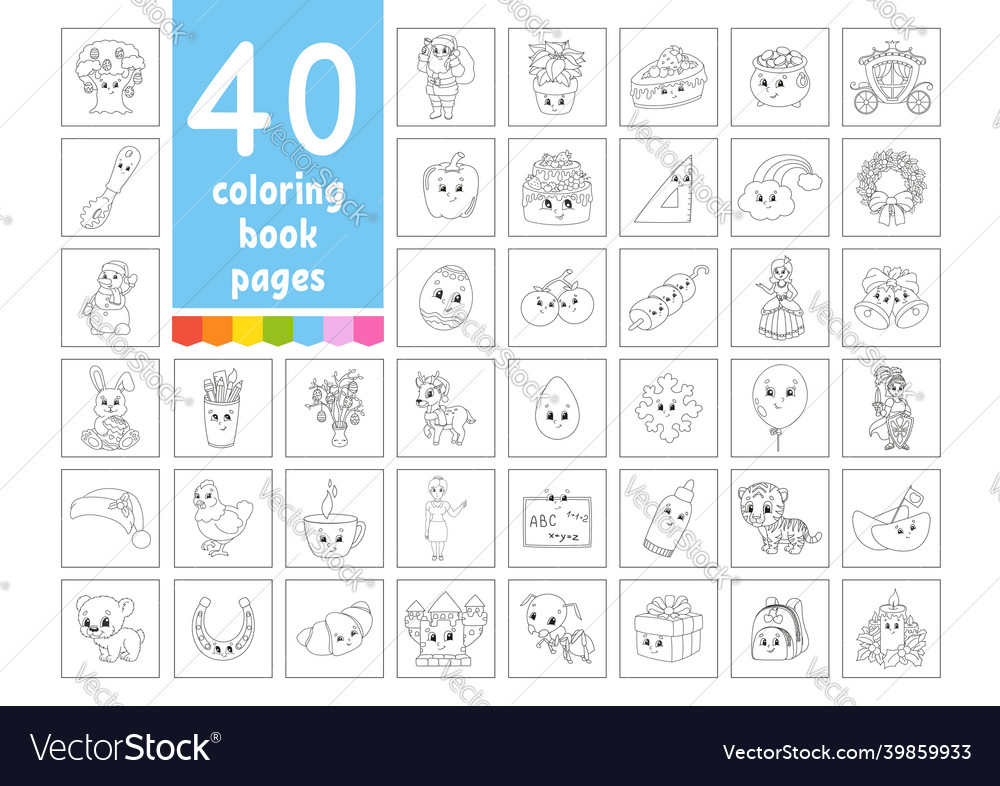 A large set of coloring books for children cute Vector Image