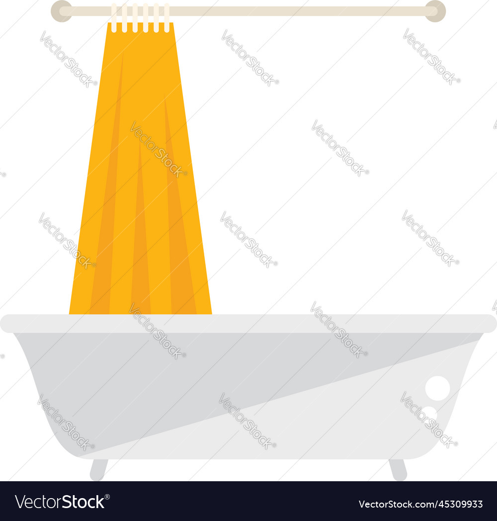 Clean Shower Curtain Icon Flat Bathroom Royalty Free Vector
