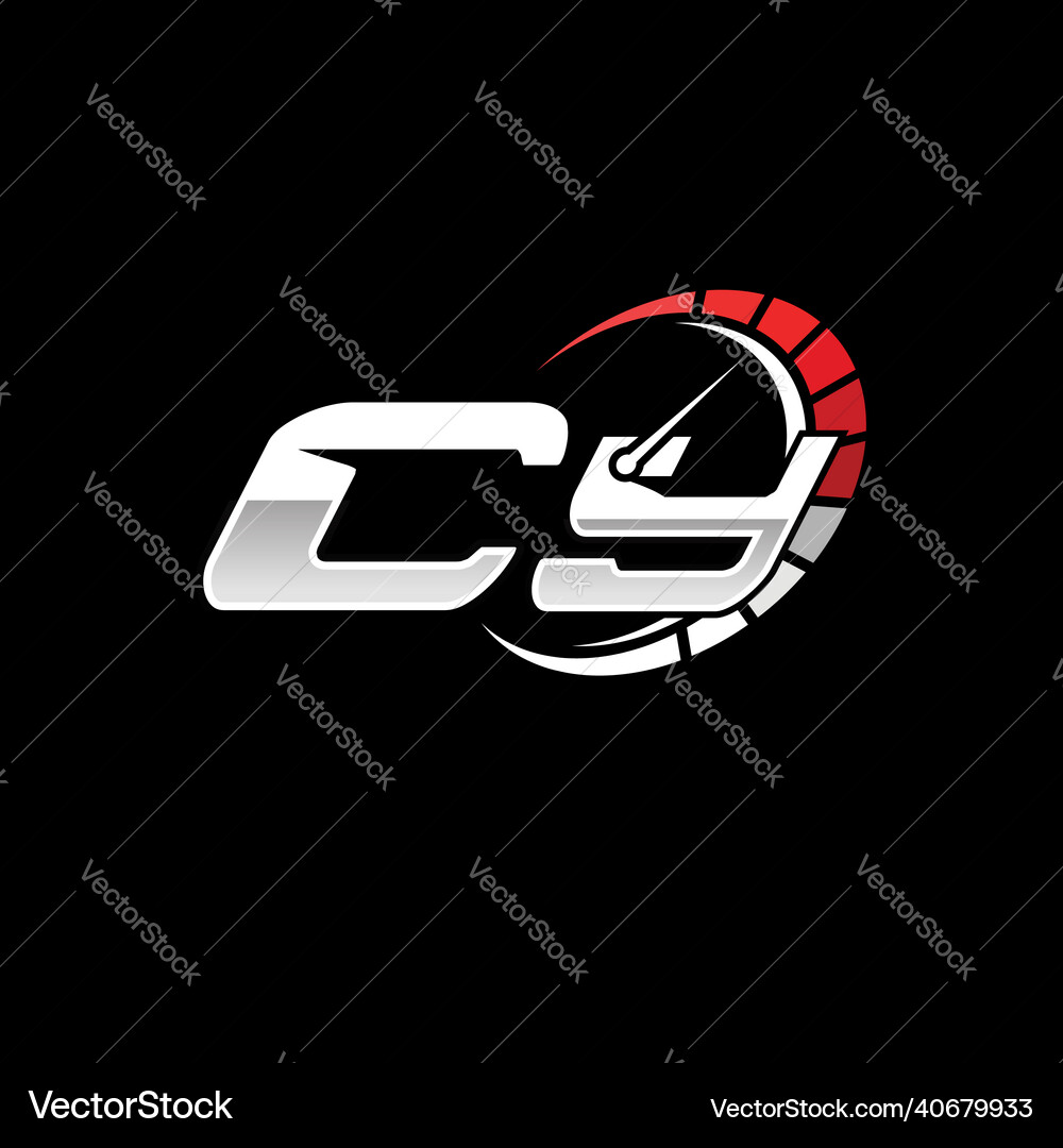 Cy logo letter speed meter racing style Royalty Free Vector