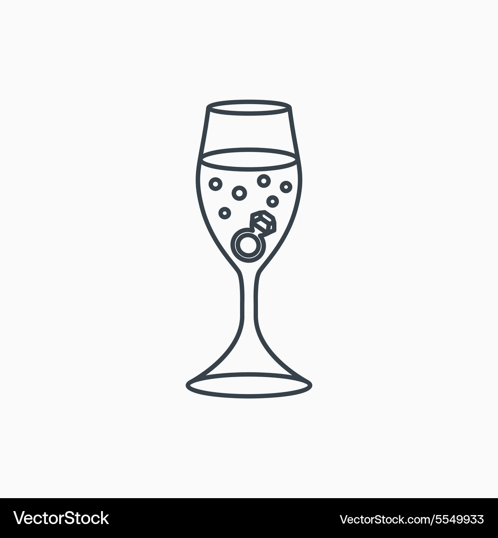 Glass with ring icon engagement symbol Royalty Free Vector