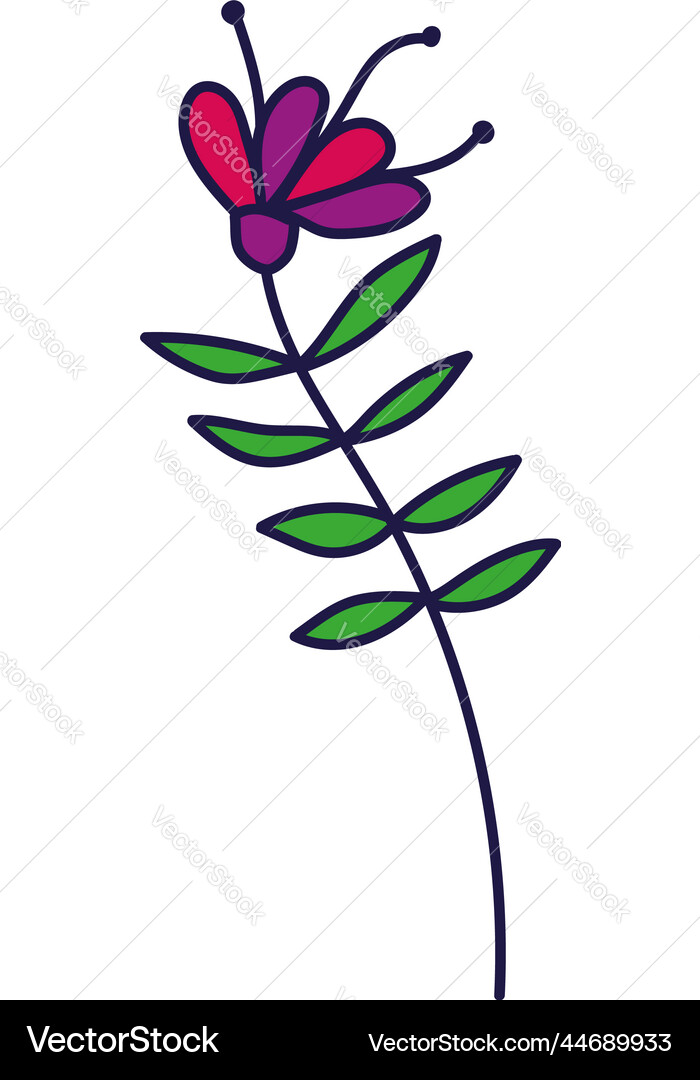 Hand drawn cute flower stylized flower in doodle Vector Image
