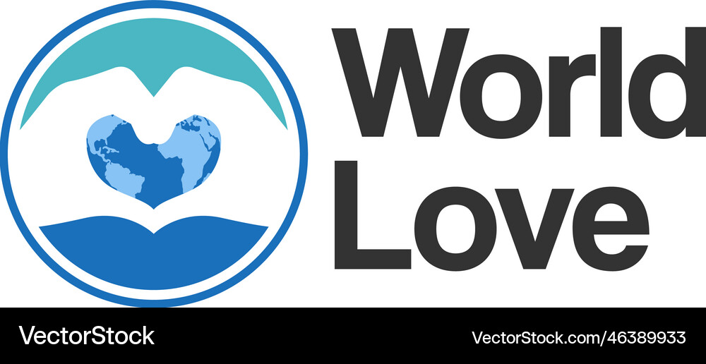 Modern simple world love hand earth logo design Vector Image
