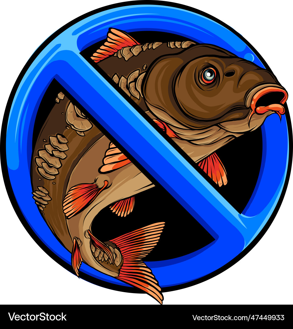 No fish forbidden sign symbol on white Royalty Free Vector