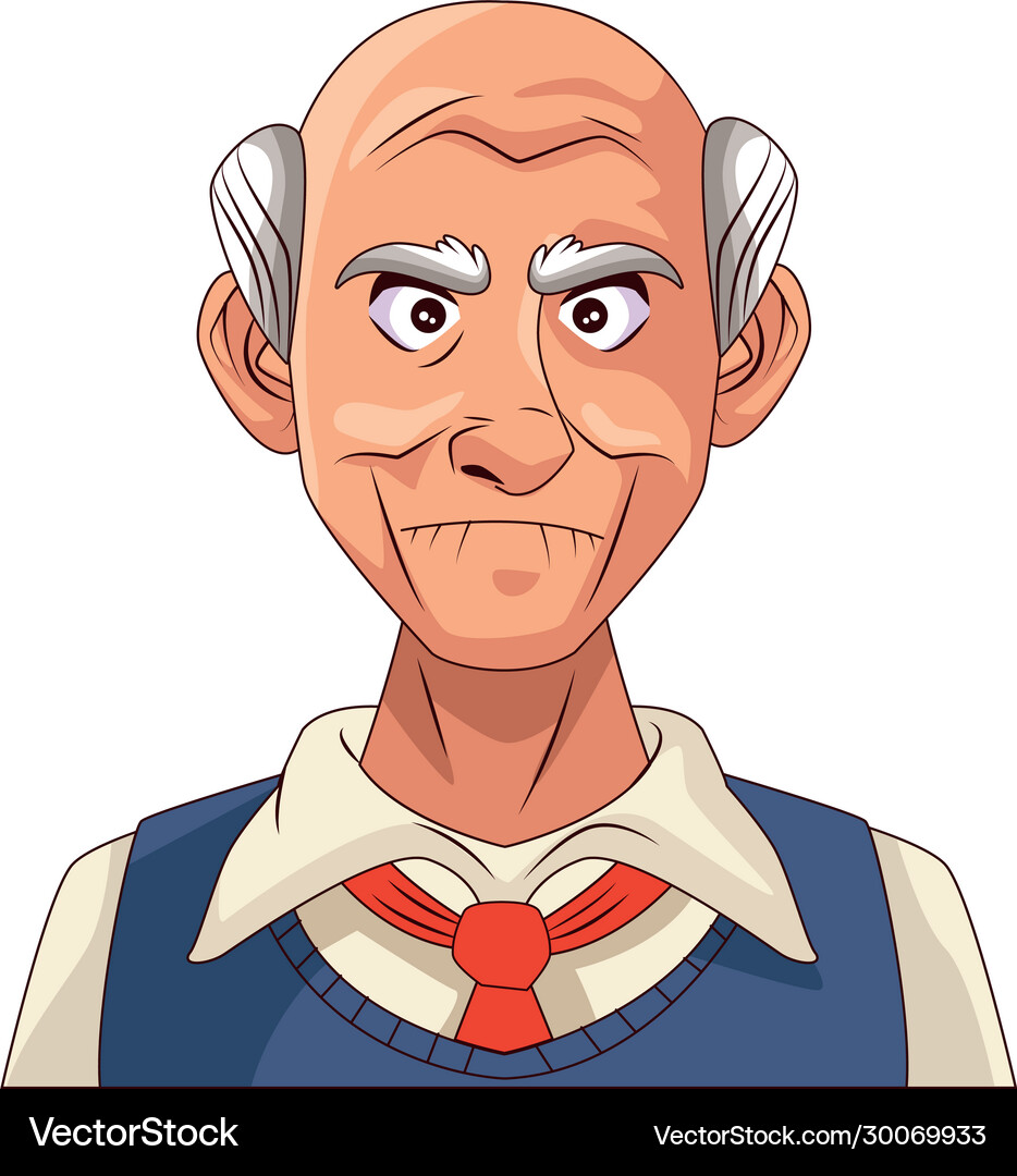 Old grandfather character isolated icon Royalty Free Vector