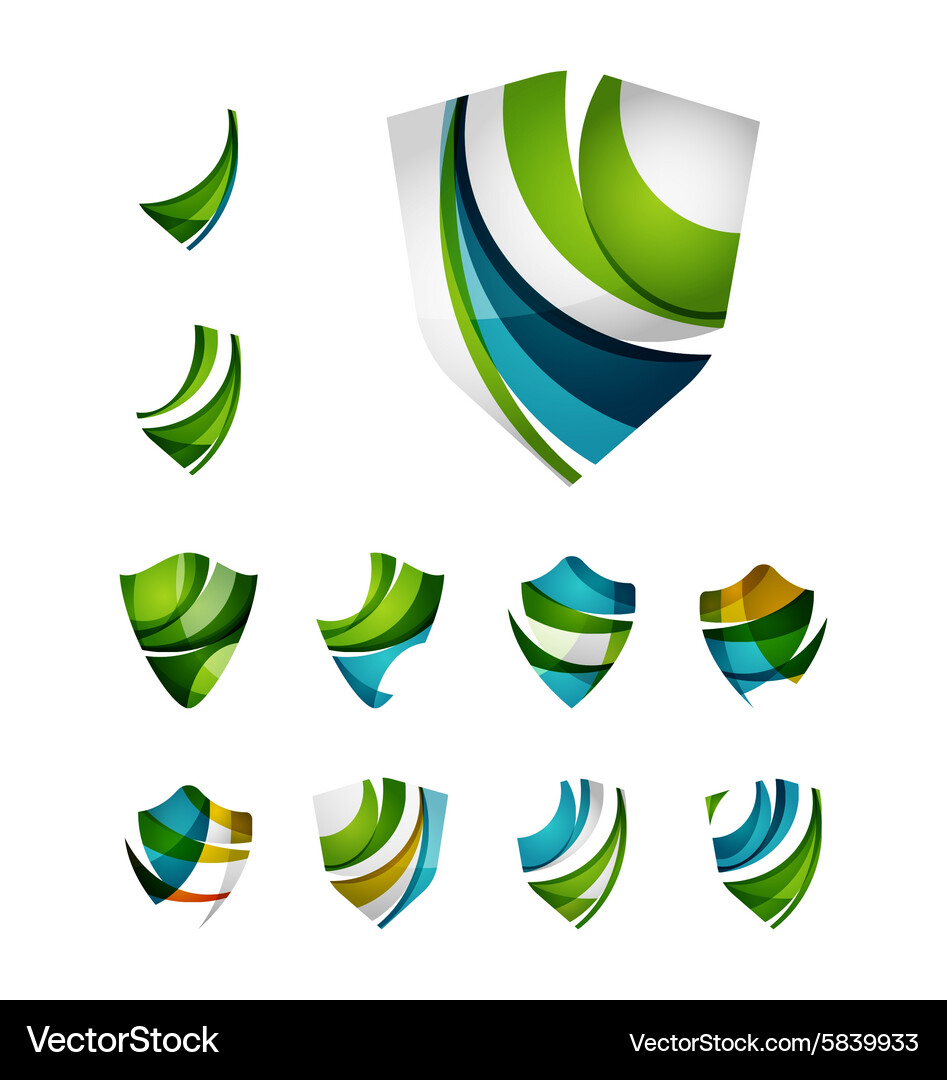 Set of protection shield logo concepts Royalty Free Vector