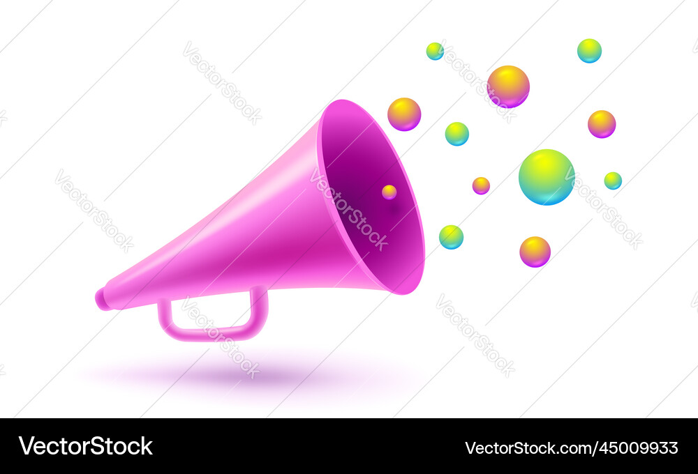 Vintage pink megaphone in realistic 3d style Vector Image
