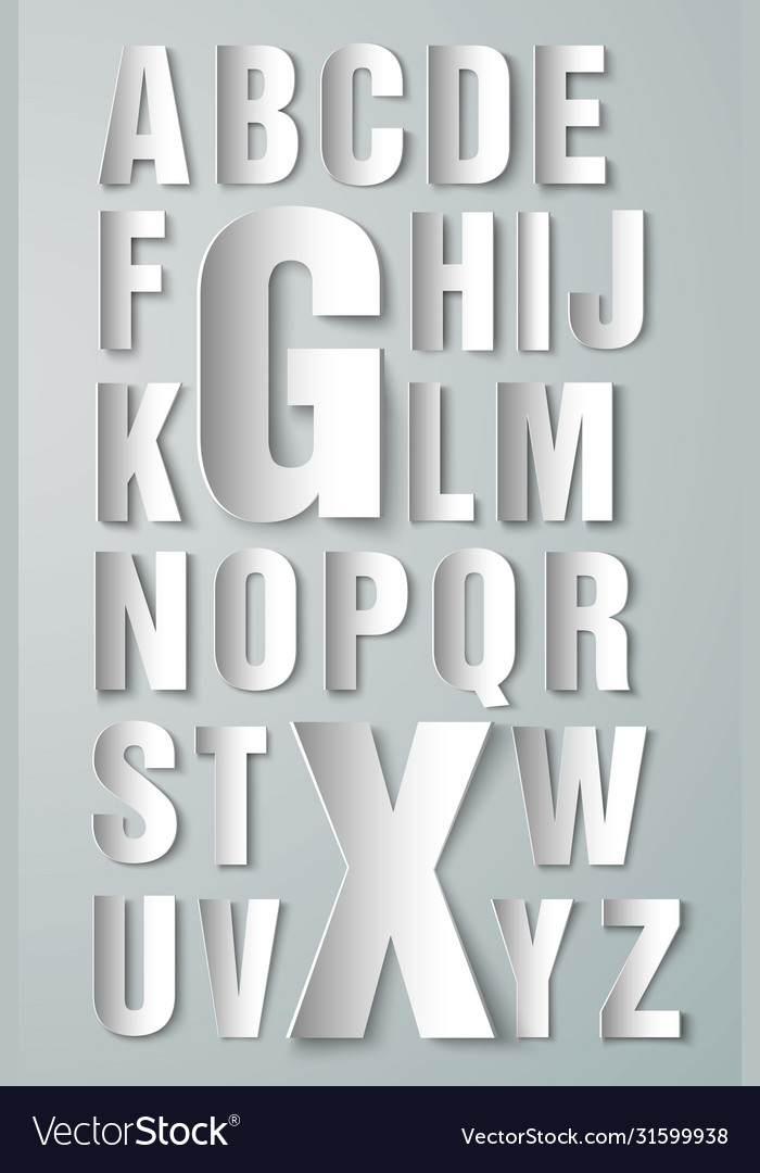 Alphabet made paper on white background Royalty Free Vector