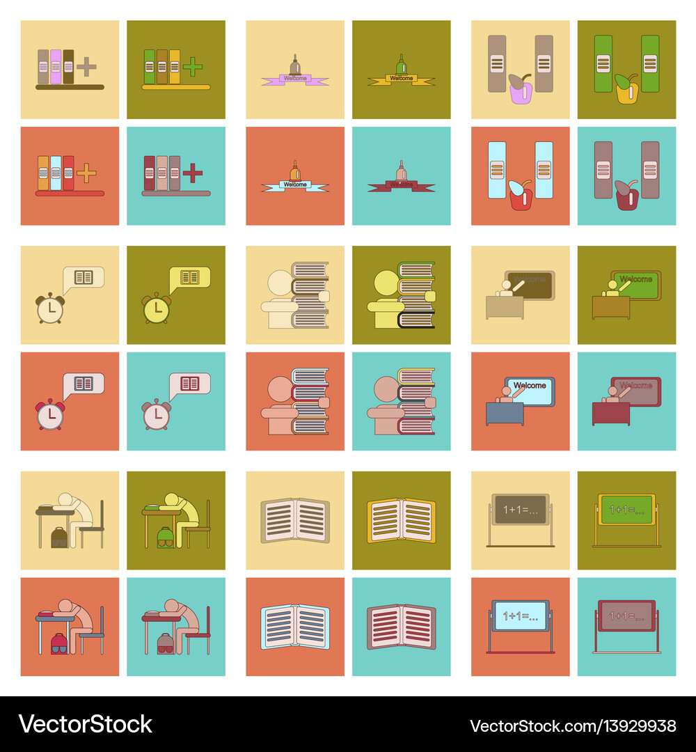 Assembly flat icons school supplies Royalty Free Vector