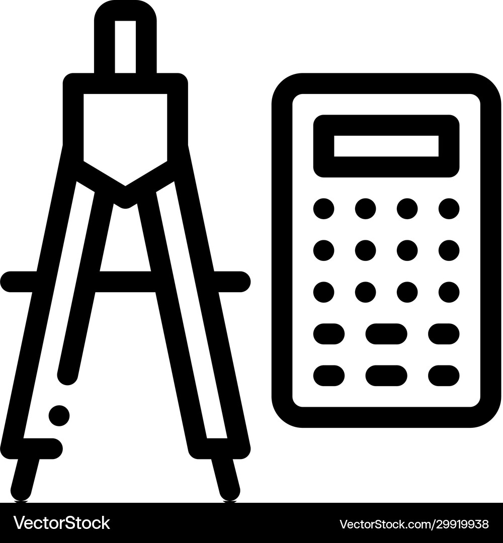 Calculator and dividers icon thin line Royalty Free Vector