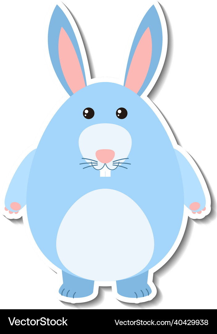 Chubby rabbit animal cartoon sticker Royalty Free Vector