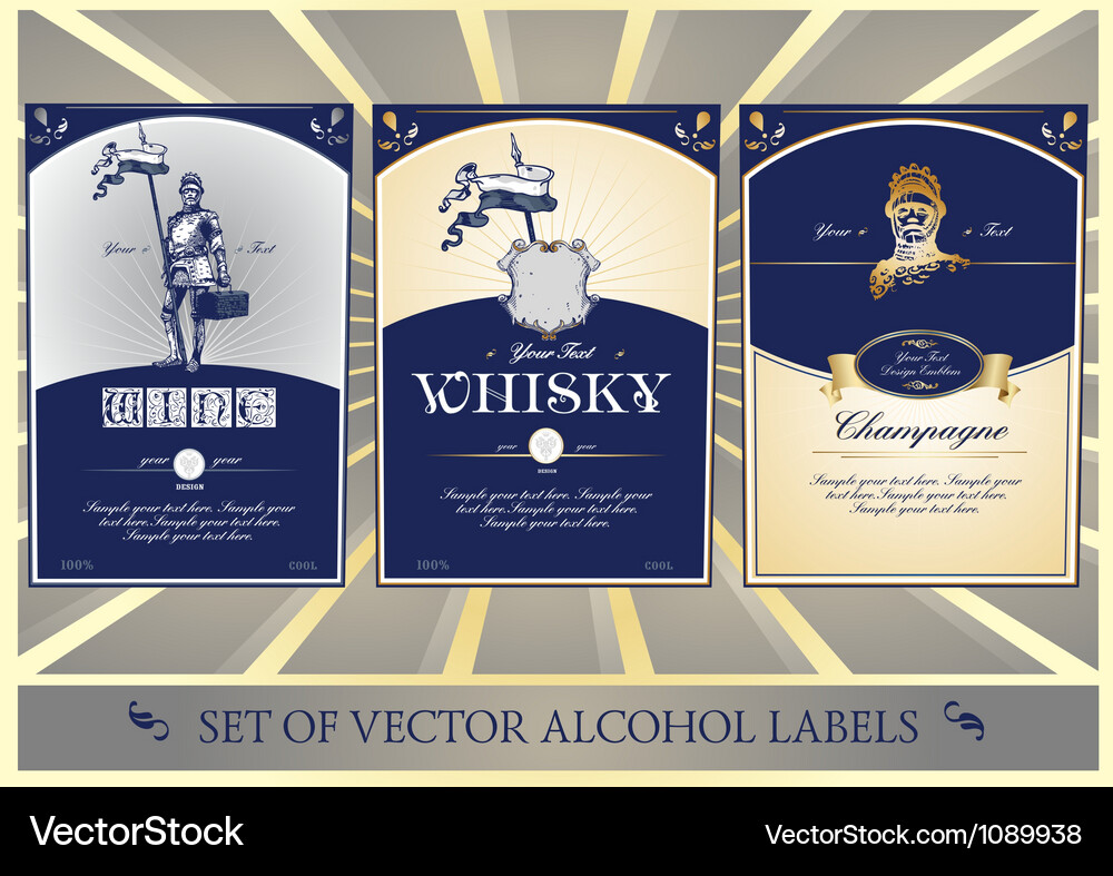 Collection of labels for alcohol Royalty Free Vector Image
