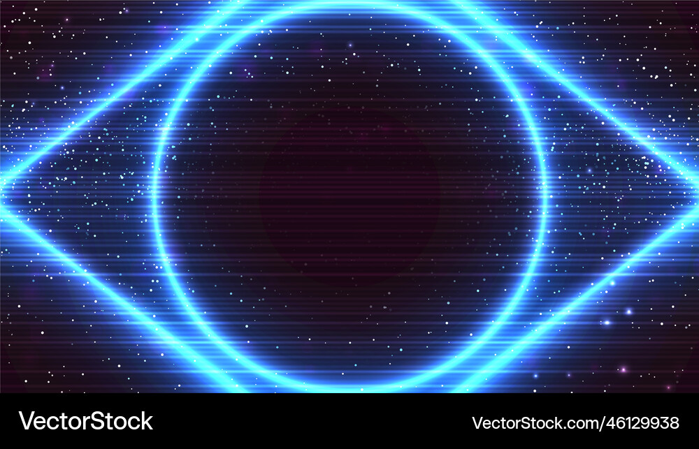 Cyberpunk background blue neon light dark starry Vector Image