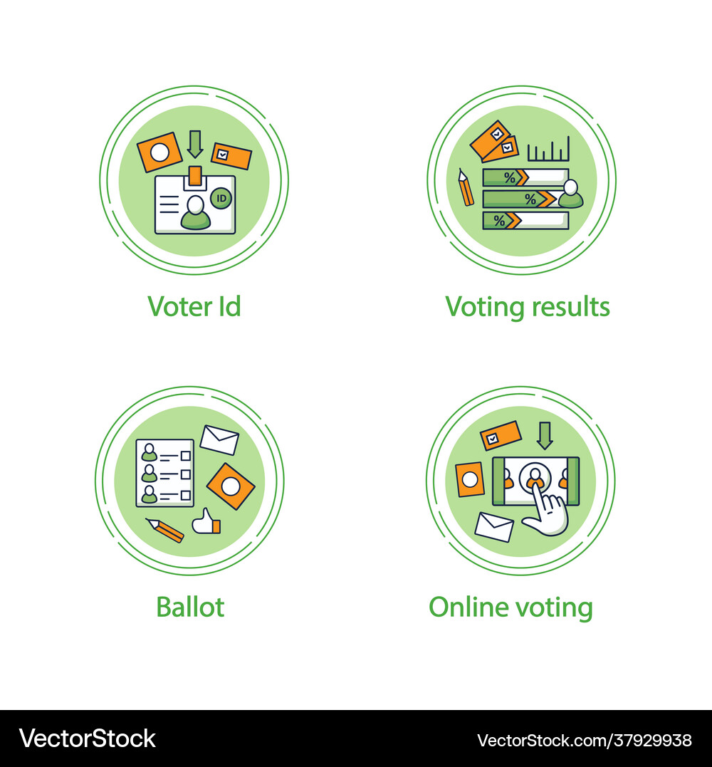 Election concept line icons set Royalty Free Vector Image