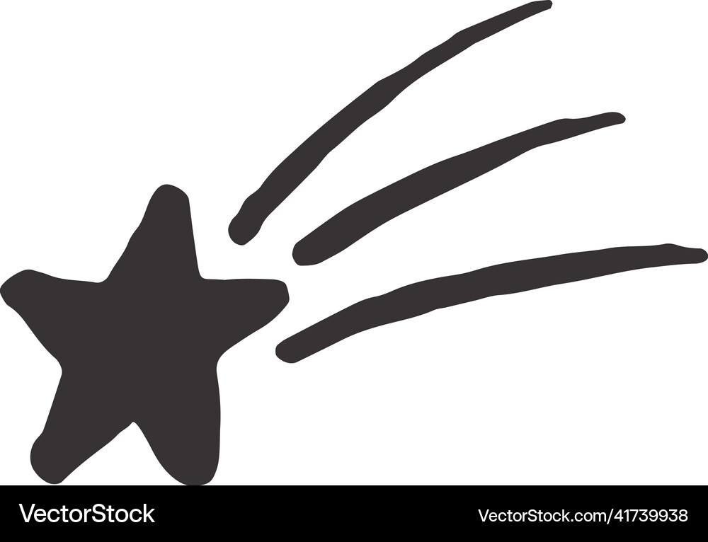 Falling star icon wish symbol in doodle style Vector Image