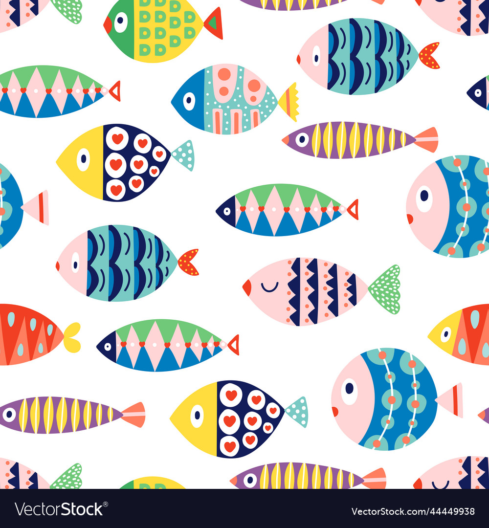 Fish seamless pattern Royalty Free Vector Image
