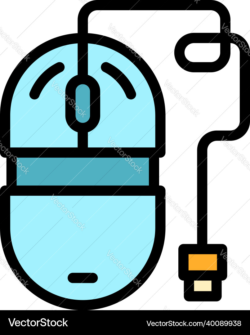 Home office mouse icon color outline Royalty Free Vector