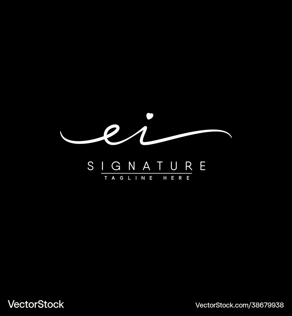 Initial letter ei logo - handwritten signature Vector Image