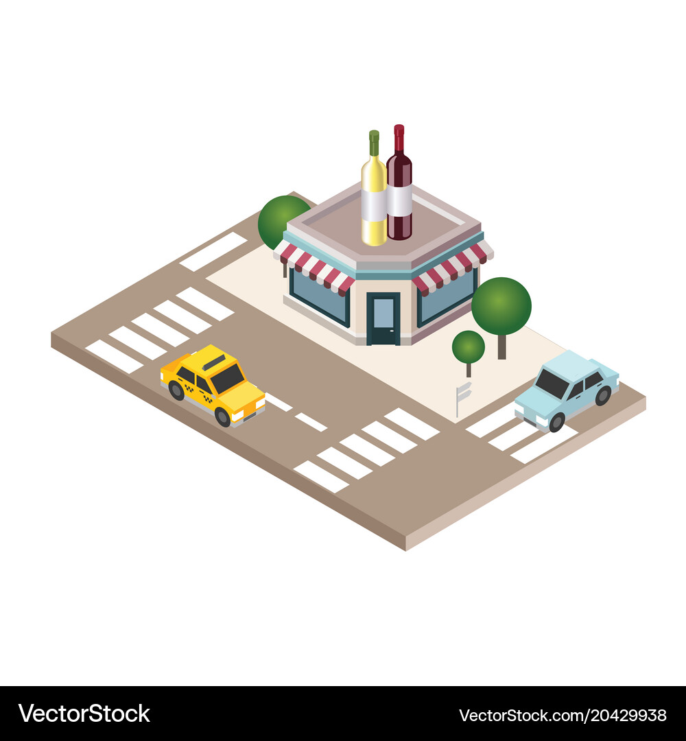 Looking for bar or wine shop isometric red Vector Image
