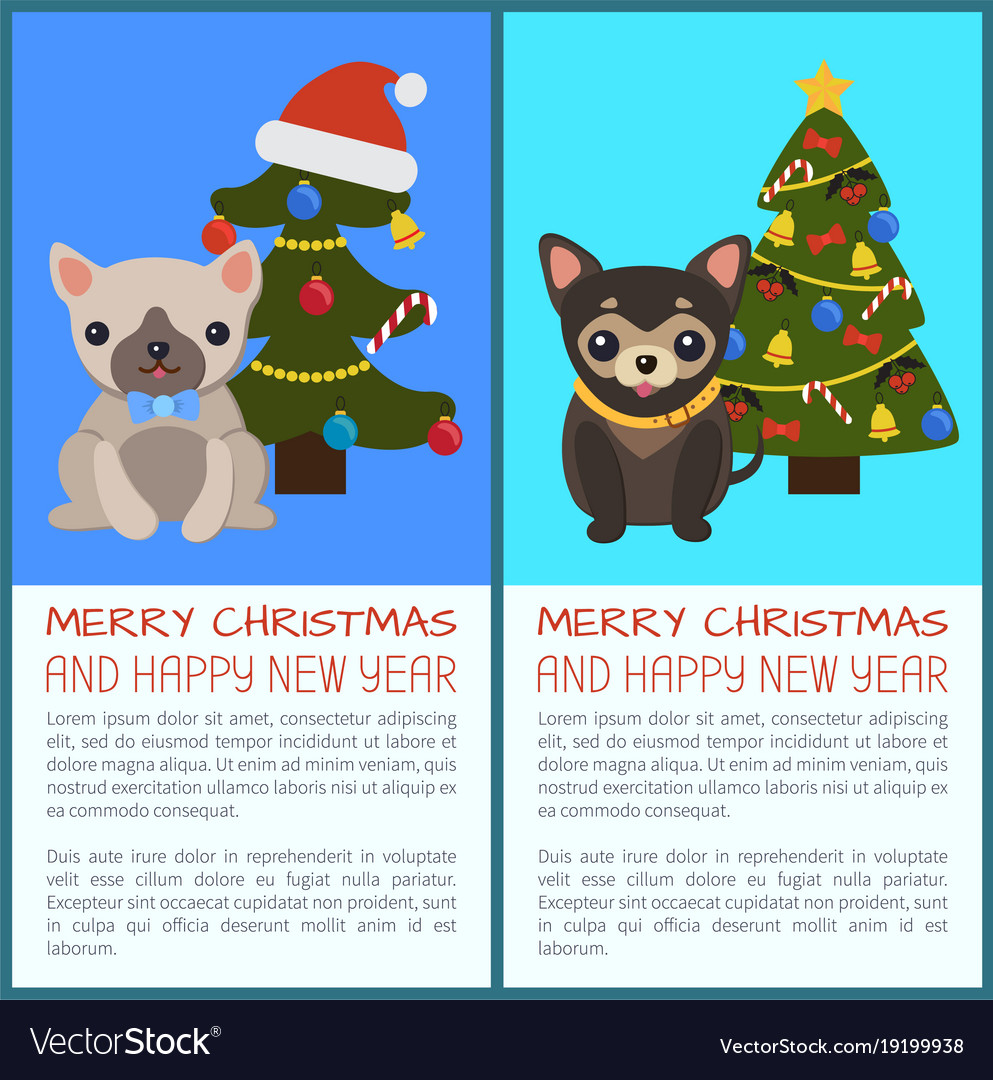Merry christmas set of dogs Royalty Free Vector Image