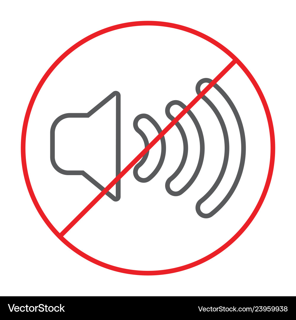 No sound thin line icon prohibited and silence Vector Image