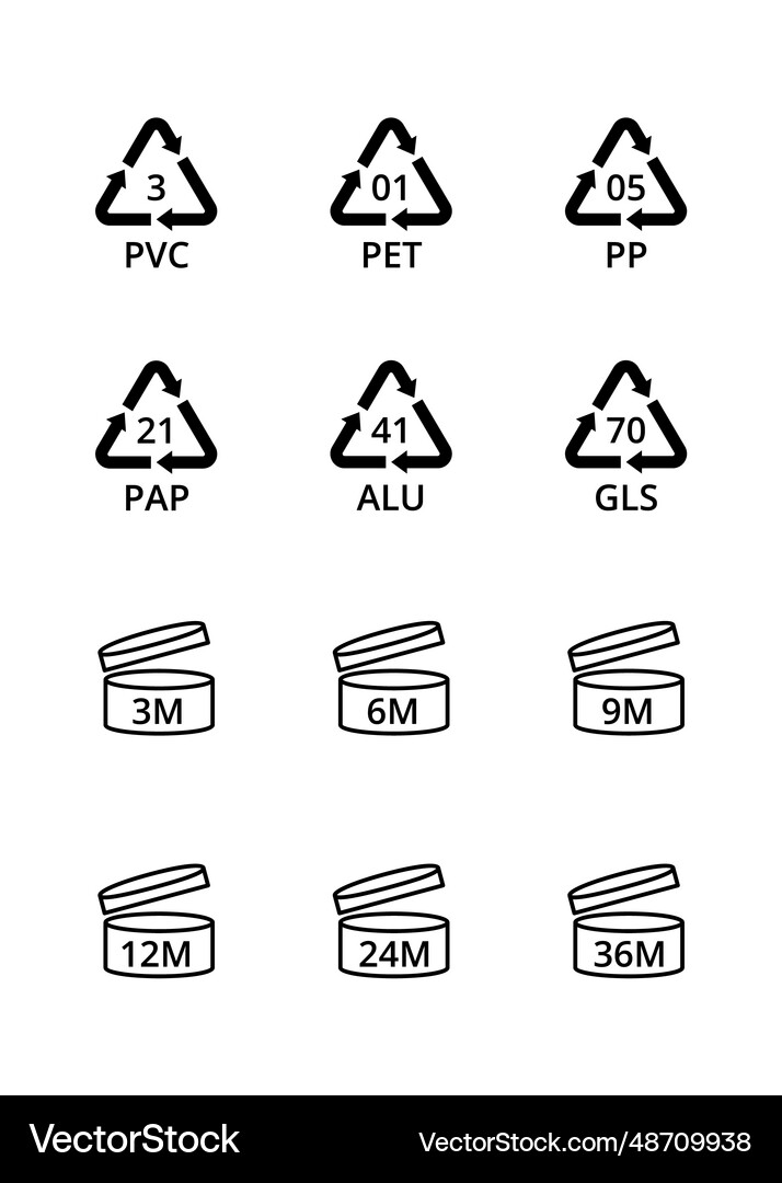 Packaging symbols black thin line icons set Vector Image