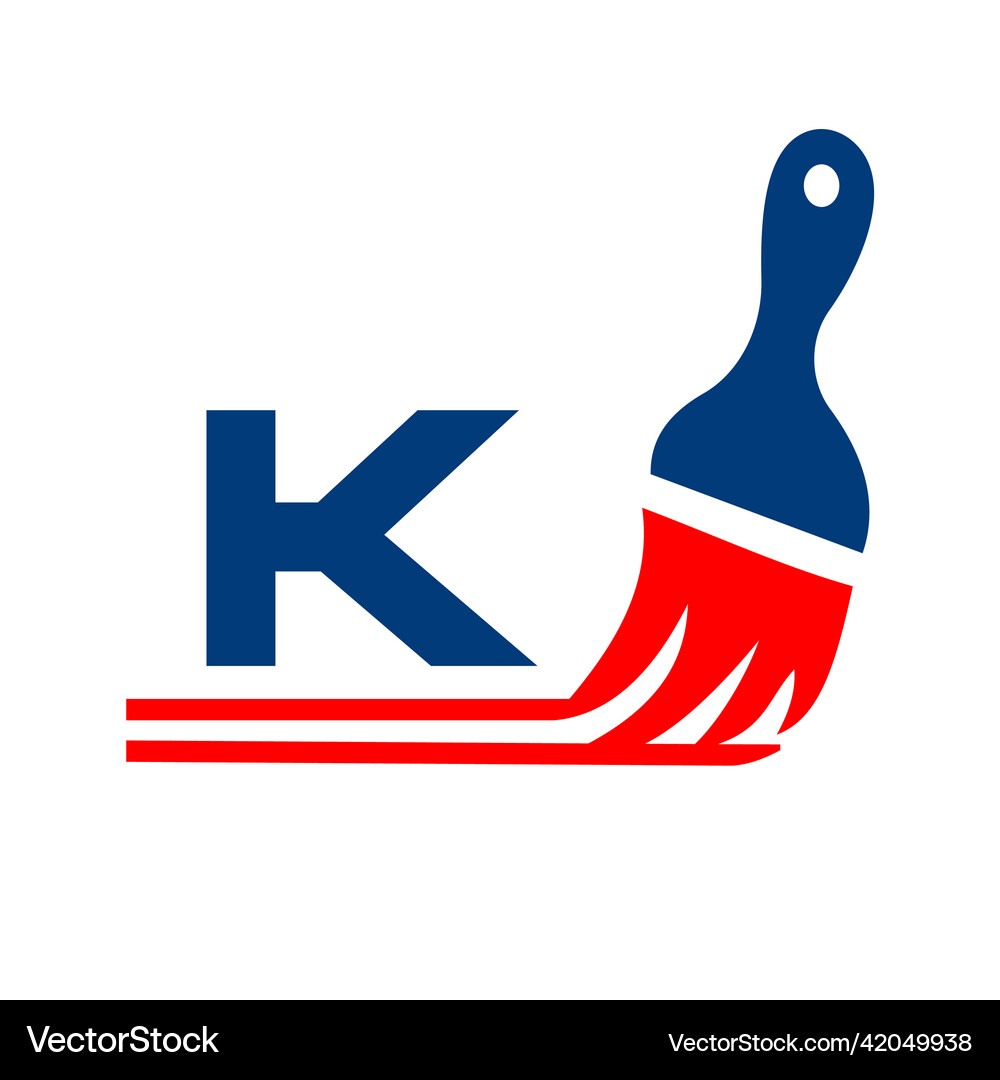 Paint logo on letter k sign brush element Vector Image