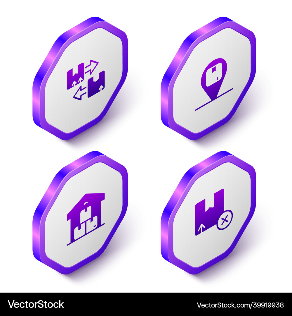 Set isometric cardboard box with traffic symbol Vector Image