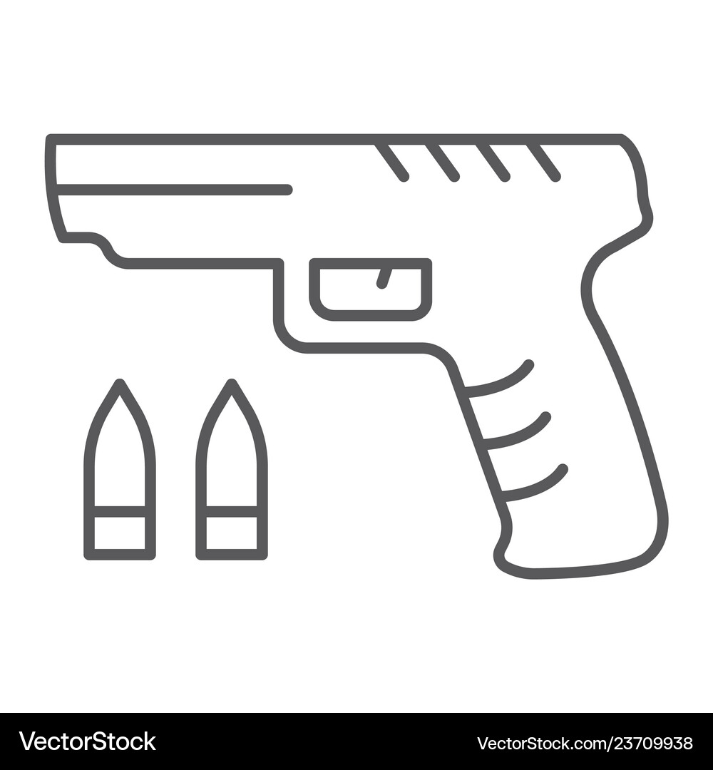 Shooter game thin line icon and play gun Vector Image