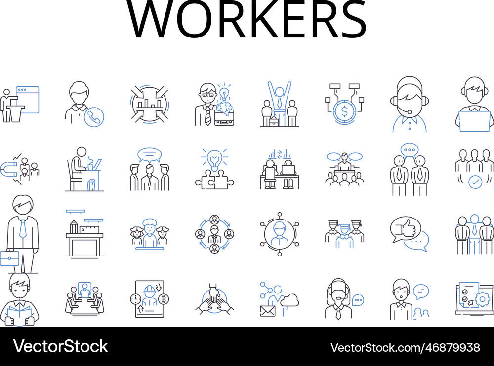 Workers line icons collection employees staff Vector Image