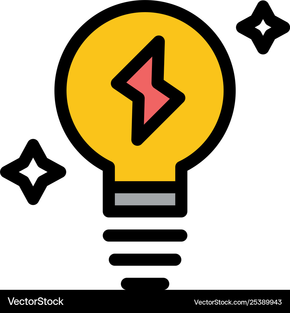 Bulb light power flat color icon banner Royalty Free Vector