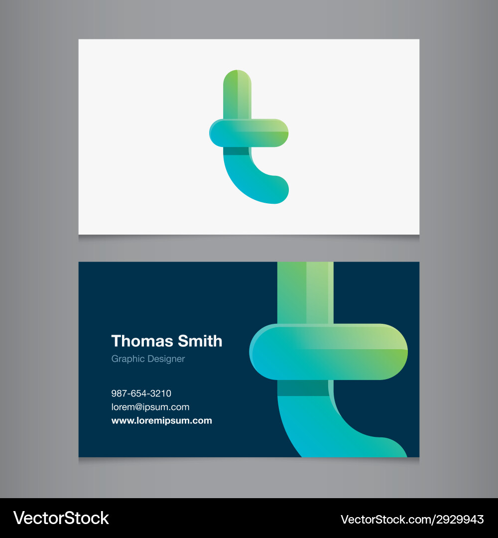 Business card letter t Royalty Free Vector Image