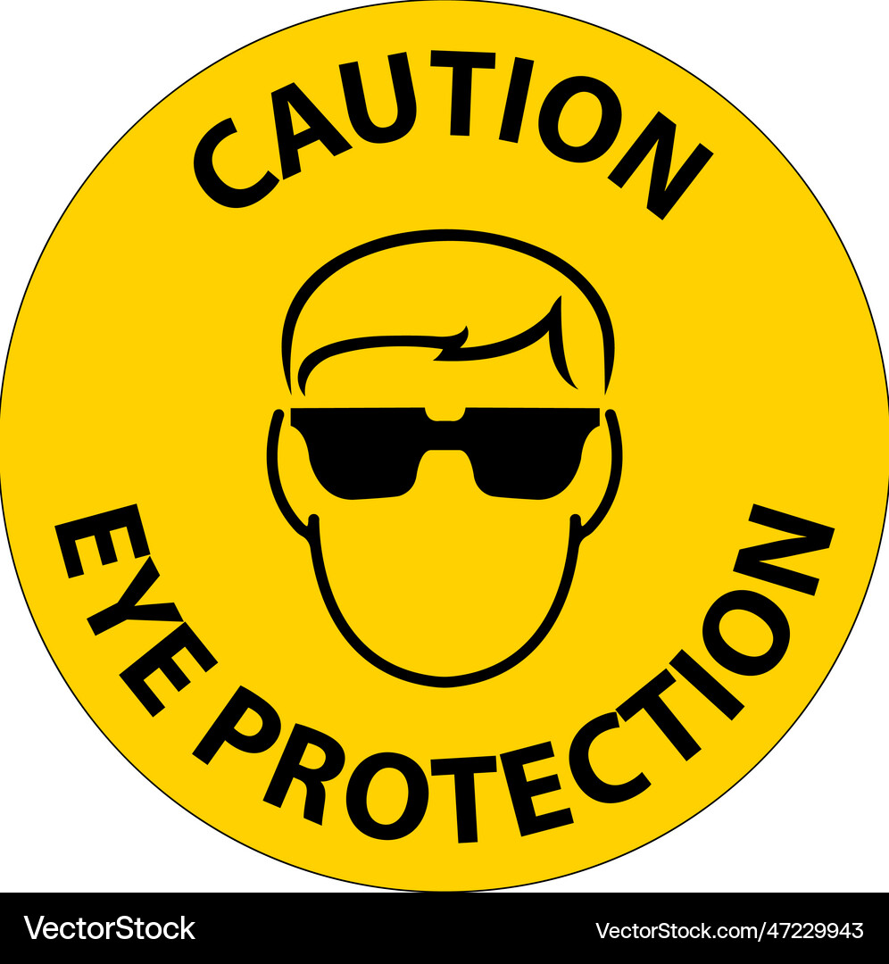 Caution eye protection area symbol sign on white Vector Image